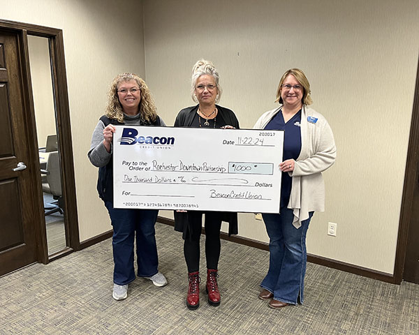 Beacon Credit Union donates $1000 to Rochester Downtown Partnership ...
